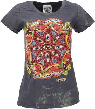 Guru Shop Guru-Boutique, T-shirt Miroir, Third Eye/anthracite, Ducoton, Size:L (42), T-shirts Imprim&eacute;s Sura