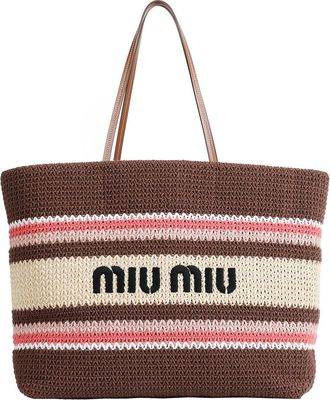 Miu Miu Raffia-effect Woven Tote Bag