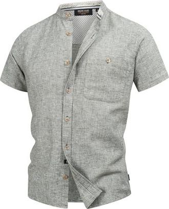 Indicode INHelmer Chemise à manches courtes avec col montant | Chemise pour homme, army, M