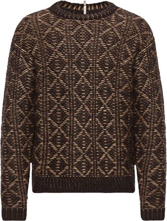 Moncler Moncler Alpaca & Wool Blend Argyle Jumper, Men, Brown, Size: Xxl