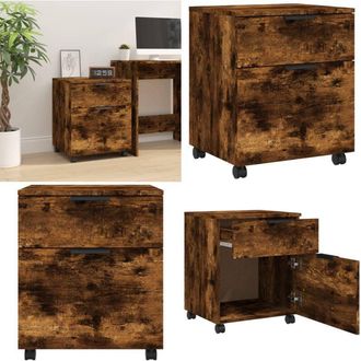vidaXL Classeur mobile avec roues Ch&ecirc;ne fum&eacute; 45x38x54 cm Bois - Meuble De Bureau - Classeur - Armoire &Agrave; Dossiers - Rangement Bureau - Mobilier Ch&ecirc;ne - Home
