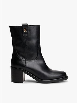 Tommy Hilfiger Bottes cavalières en cuir à talon carré