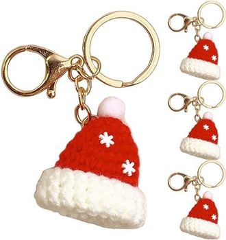 Generic Porte-cl&eacute;s de No&euml;l au crochet - Porte-cl&eacute;s de No&euml;l tricot&eacute; fait &agrave; la main, pendentifs de sac de P&egrave;re No&euml;l en laine, ornements de No&euml;l mignons pour sac