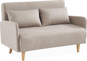 Sweeek Sweeek - Canapé convertible tissu 2 places scandinave - Panam - pieds bois. banquette. dossier inclinable Polyester Beige