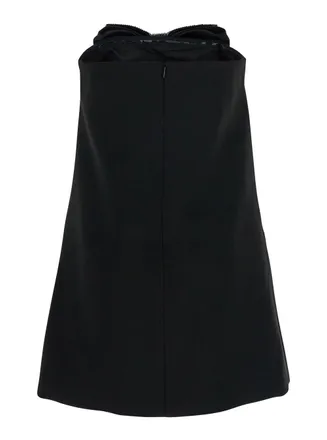 Self Portrait Womens Black Sleeveless Mini Dress With Beaded Bow Tech Fabric