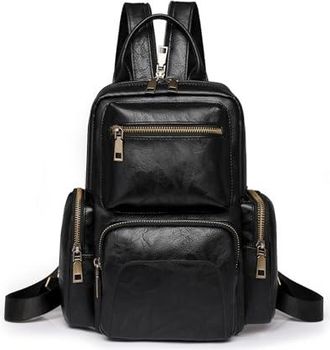 Nicole & Doris Sacs &agrave; Main Port&eacute;s Dos Femme Petit Sac a Dos R&eacute;tro Sac de Poitrine Sac &agrave; Dos Multipoches en Cuir PU Mini Daypacks pour College Travaille Voyage Noir