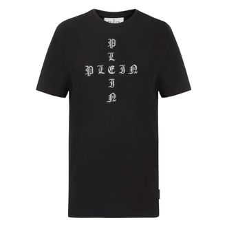 Philipp Plein T-Shirt Rundhals Gothic Plein - - Tops - Damen - Schwarzk - L