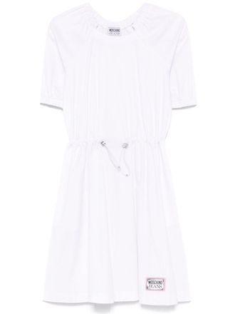 Moschino robe en popeline à coupe mi-longue - Blanc