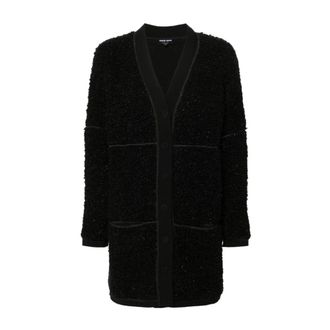 Giorgio Armani Schwarzer Boucle Pullover Metallic Detail - - Knitwear - Damen - Schwarzk - S