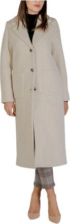 Ichi Ichi, Femme, Manteaux, Beige, Taille: 36 FR Manteau Crois&eacute; en M&eacute;lange de Laine &agrave; Boutons