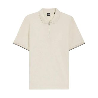 HUGO BOSS Polo-Shirt aus Baumwoll-Piqu&eacute; mit Rei&szlig;verschluss - - Tops - Herren - Beige - 2XL