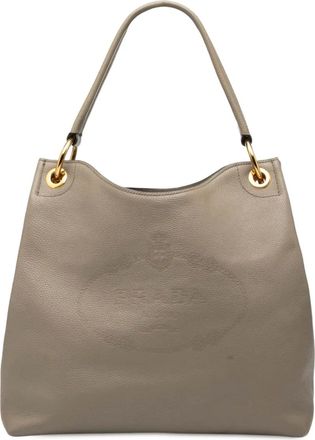 Prada sac porté épaule en cuir Vitello Phenix (2000-2025) - Gris