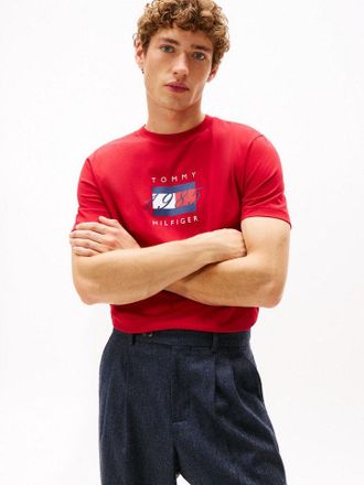 Tommy Hilfiger T-Shirt LINEAR FLAG GRAPHIC Rundhals, regular fit, Jersey