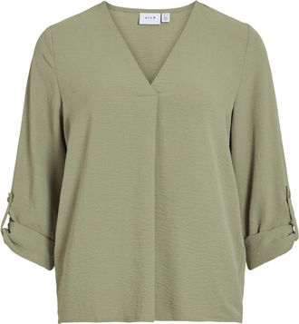 Vila Female Oberteil mit 3/4-Ärmeln VIJOSA V-Ausschnitt