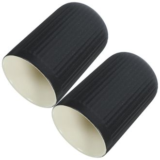 Hemobllo 2 St&uuml;ck Zahnb&uuml;rstenbecher aus Bruchsicherer Keramik 300ml Schwarzer Retro Sp&uuml;lbecher mit Vertikaler Linienstruktur Mehrzweck Badezimmerbecher f&uuml;r Mund