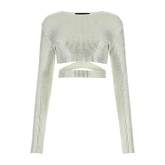 ADĀMO Andrea Adamo Verziertes Viskose-Mix-Top - - Tops - Damen - Wei&szlig; - M