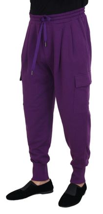 Dolce & Gabbana Mens Purple Cotton Cargo Sweatpants Jogging Pants