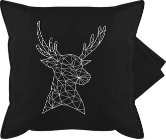 Shirtracer Kissenbezug - Statement - Hirschmotiv I Hirsch I Deer - 50 x 50 cm - Schwarz - hirschkissen Statement-Kissen Statements mit bezug kissenhülle sofakiss