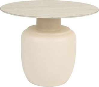 DRAWER Drawer - Table basse ronde effet travertin ø60cm - Beige - Karula
