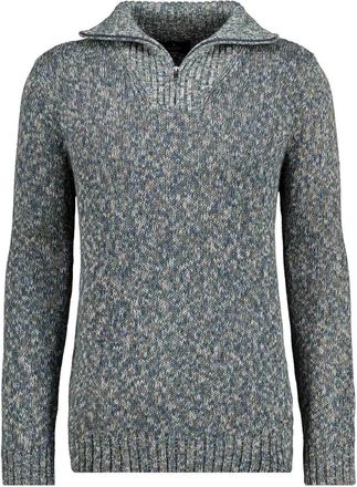 Ragman Herren Strickpullover mit Troyer-Kragen Beige gemustert-941, S