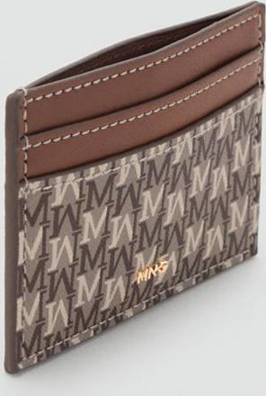 Mango Porte-cartes imprim&eacute; logo marron moyen - Femme - Taille unique - MANGO