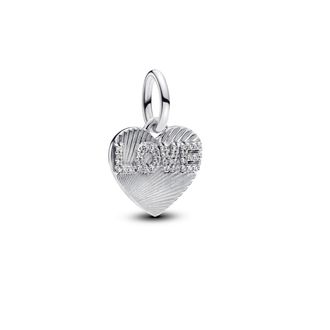 Pandora Moments Gravierbarer Love-Herz Charm-Anh&auml;nger aus Sterling Silber mit Zirkonia, Kompatibel Moments und ME Armb&auml;nder, 793604C01