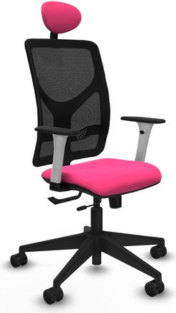 Piqueras y Crespo Schreibtischstuhl mit Rollen, mit wei&szlig;en und schwarzen Armlehnen, h&ouml;henverstellbare Lendenwirbelst&uuml;tze und festes Kopfteil, ausgestattet mit Syncro/Tr