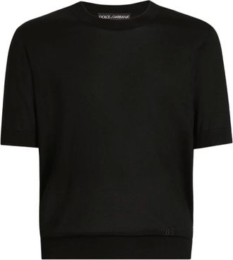 Dolce & Gabbana Homme, Pulls, Noir, Taille: 3XL Pull en soie &agrave; col rond