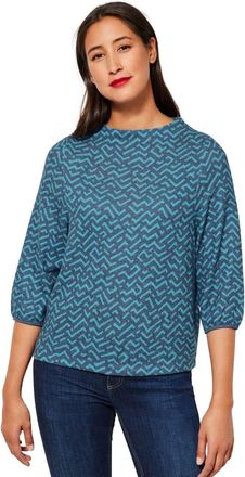 Street One Damen A318813 Bedrucktes T-Shirt, Milky Jade Blue, 38