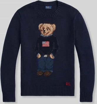 Polo Ralph Lauren Regular Fit Pullover aus Baumwoll-Leinen-Mix mit Polo-Bear-Stitching