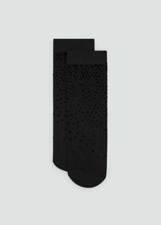 Mango Chaussettes plumetis noir - Femme - Taille unique - MANGO