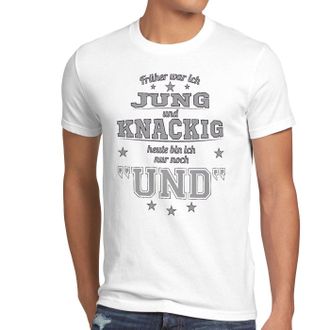 style3 Fr&uuml;her war ich Jung und Knackig Heute Bin ich nur noch UND Herren T-Shirt Funshirt Spruch Shirt Fun, Gr&ouml;&szlig;e:XL, Farbe:Wei&szlig;