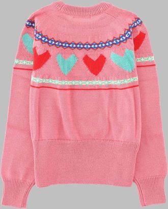 Marni Wool-Blend Knit with Intarsia Hearts Sweater - Pink