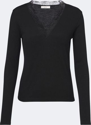 Vince Top aus Rippstrick mit Spitze