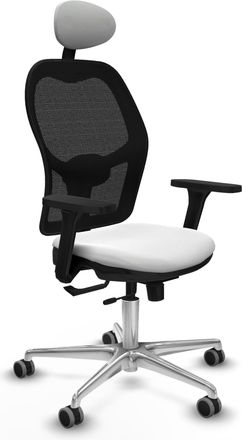 Piqueras y Crespo Ergonomischer Schreibtischstuhl mit 3D-Armen, h&ouml;henverstellbare Lendenwirbelst&uuml;tze und festes Kopfteil, ausgestattet mit Syncro/Traslack. Schwarz/Wei&szlig;