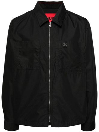 HUGO BOSS Hemdjacke mit Logo-Patch - Schwarz