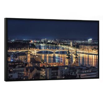 artboxONE Poster mit schwarzem Rahmen 45x30 cm St&auml;dte Budapest Panorama - Bild Budapest Basilica Budapest