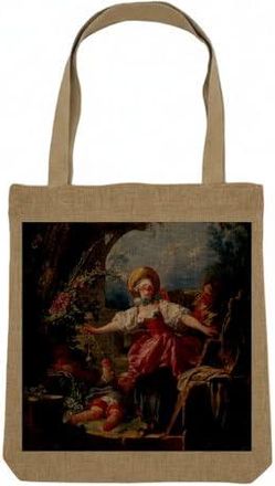 Fabulous Sac Shopping Tote Bag Aspect Lin - Fragonard Le colin Maillard Rococo Francais Peinture - Sac de Courses Toile Epaisse 360g Beige Naturel Cabas Port&eacute; 