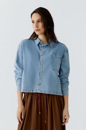Oui Langarmbluse Bluse blue denim