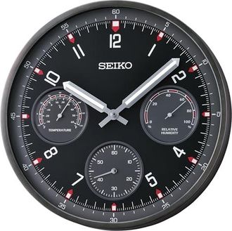 Seiko Shelby Wanduhr ohne Ticken, Schwarz, 33 cm