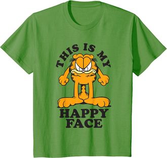 Garfield This Is My Happy Face Retro Comic Grumpy Mad Face T-Shirt