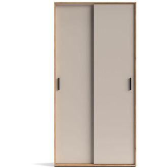PEGANE Armoire &agrave; 2 portes coulissantes avec &eacute;tag&egrave;res et penderie, coloris Beige/ch&ecirc;ne Mauvella - Longueur 100 x Hauteur 200 x Profondeur 49,8 cm