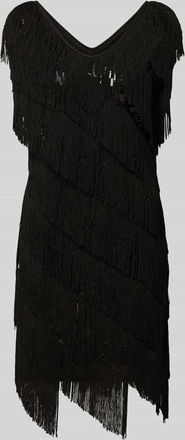 Apricot Minikleid mit Fransenbesatz
