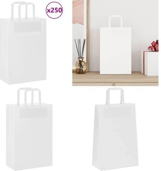 vidaXL Vidaxl - Papiertragetaschen 250 Stk. mit Henkeln Wei&szlig; 21x11x31 cm
