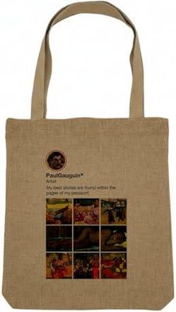 Fabulous Sac Shopping Tote Bag Aspect Lin - Paul Gauguin R&eacute;seaux Sociaux Peinture Peintre Impressionisme - Sac de Courses Toile Epaisse 360g Beige Naturel Caba