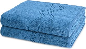 ROSS 2 teiliges Frottier-Set - Cashmere Feeling (2 X Duschtuch im Set) - 520 g/m2 - Baumwolle - Walkfrottee - saugstark - weich und flauschig - Ozean