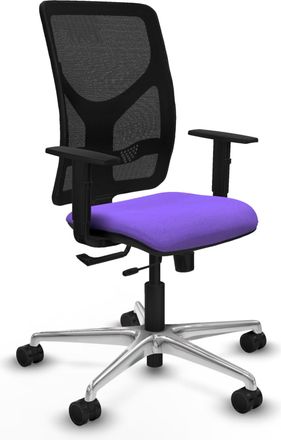 Piqueras y Crespo Stuhl mit verstellbarer Lendenwirbelst&uuml;tze, 1D-Armlehnen, ausgestattet mit Syncro/Traslack und Schneideschaum, mit Rollen 65 mm, Nylon, Schwarz/Lila