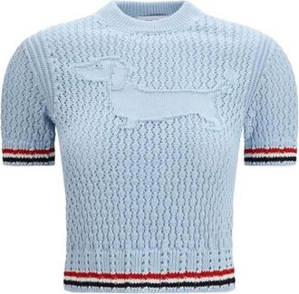Thom Browne Cotton SweaT-shirt - Femme - Pulls - Bleu - Taille: 34 FR