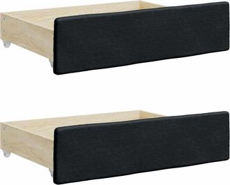 Generic Kangmusi Bettschubladen 2 STK. Schwarz Holzwerkstoff und Kunstleder,833922