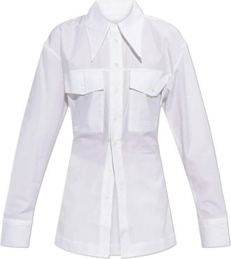 Ami Femme, Blouses et Chemises, Blanc, Taille: 38 FR Sharp Collar Fitted Shirt